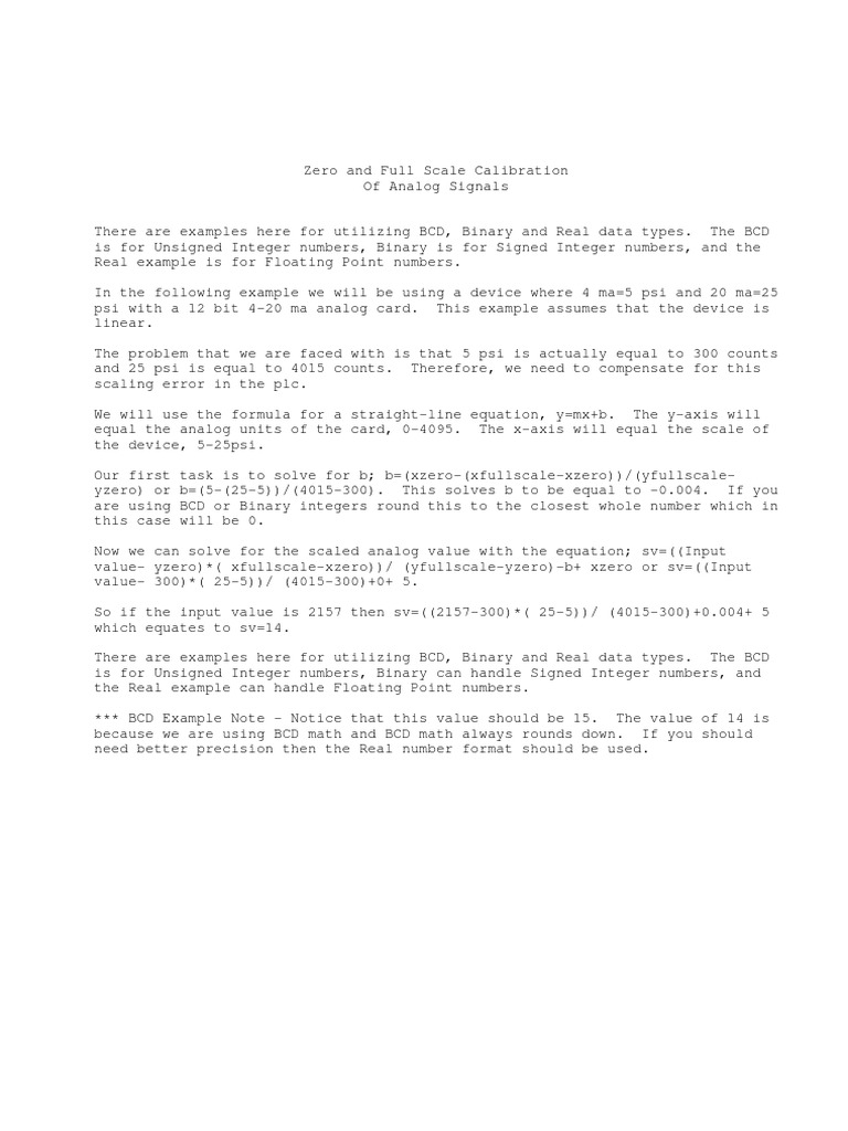 Zero and Full Scale Calibration | PDF