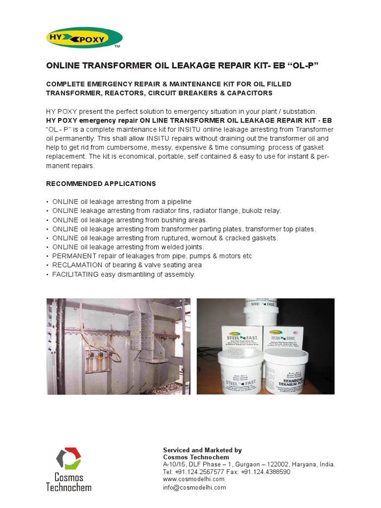 Online Transformer Oil Leakage Kit | PDF | Transformer | Mechanical ...
