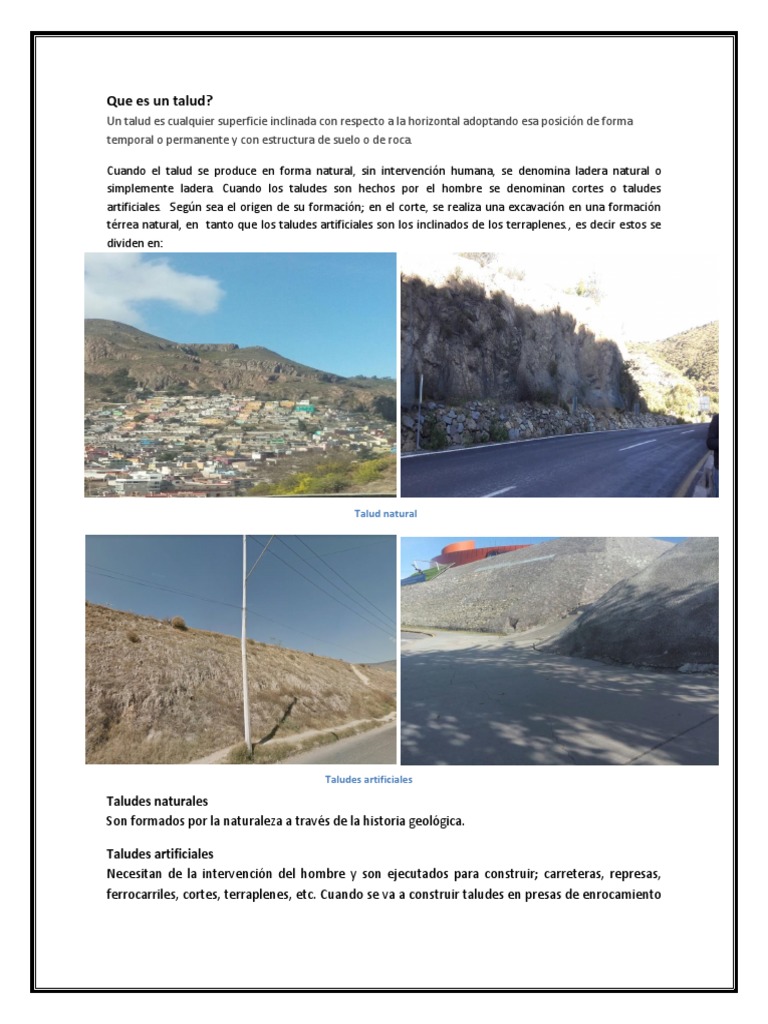 Tipos y análisis de taludes en construcción | PDF | Excavación ...