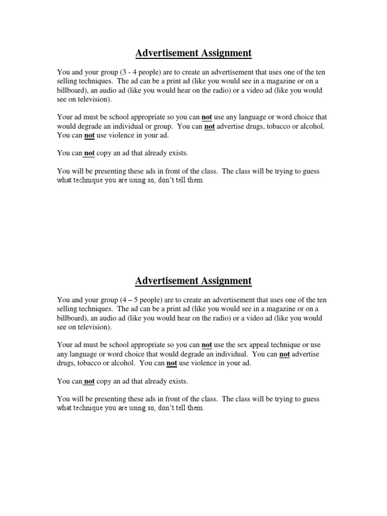 Advertisement Assignment | PDF