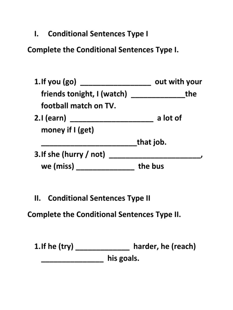 Conditional Sentences Type I | PDF