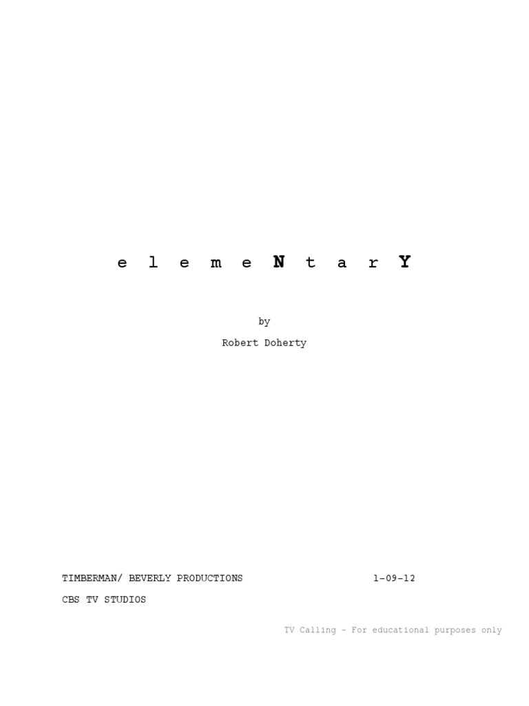 CBS - Elementary 1x01 (Pilot) | PDF | Sherlock Holmes | Dr. Watson