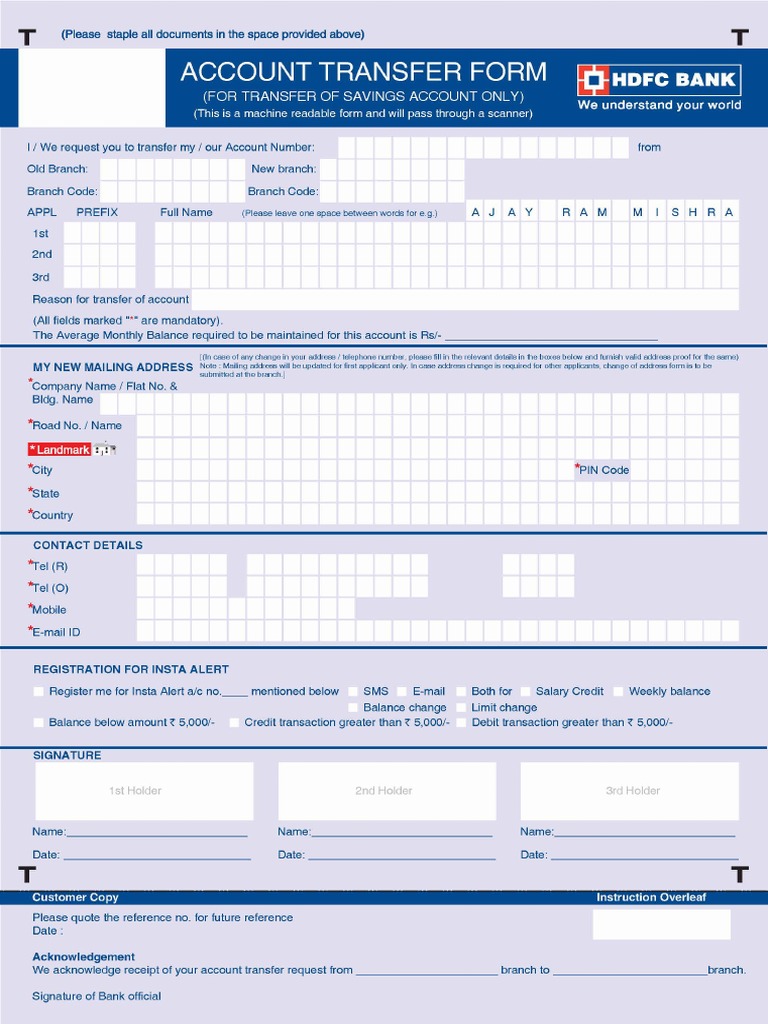 Account Transfer Form PDF | PDF