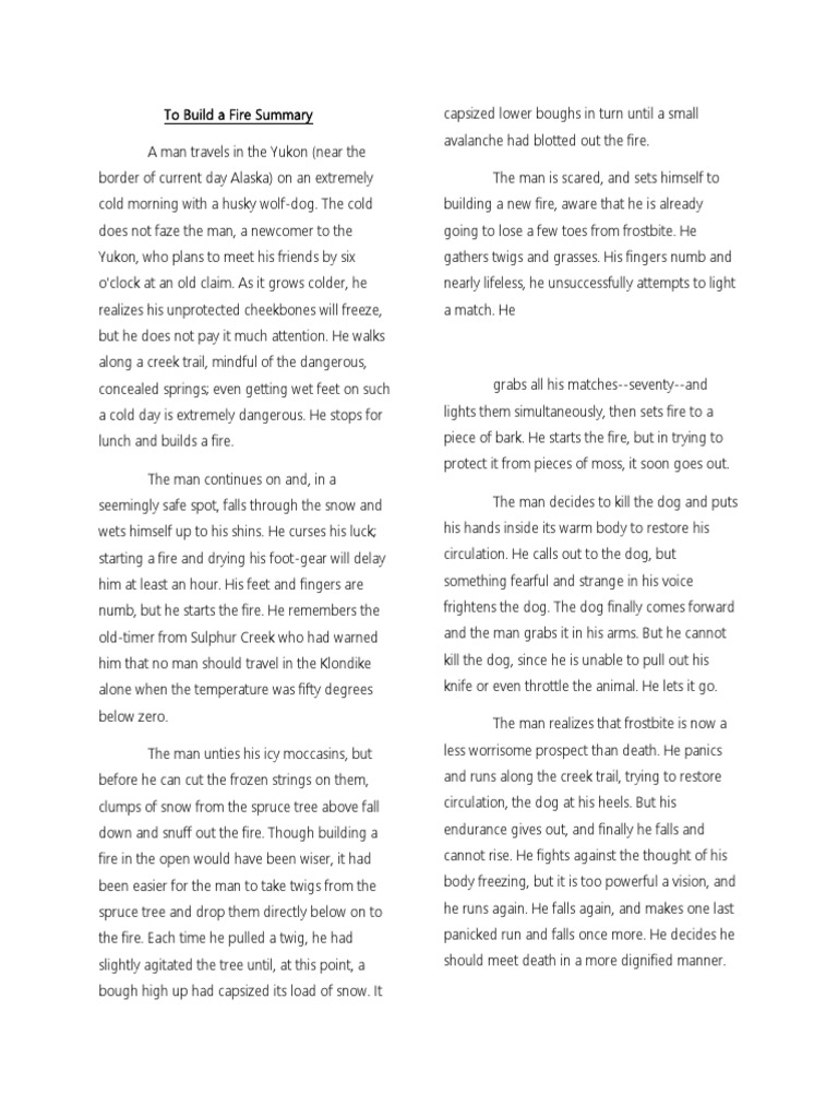 To Build A Fire Summary | PDF | Jack London