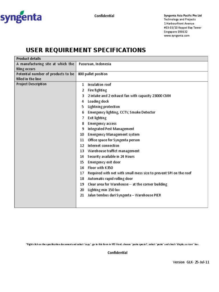 User Requirement Specifications: Confidential | PDF | Warehouse | Business