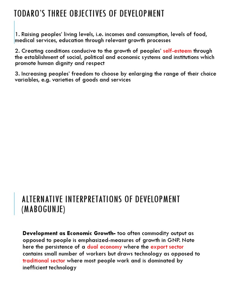 Todaro's Three Objectives of Development | PDF | Economic Growth | Capitalism