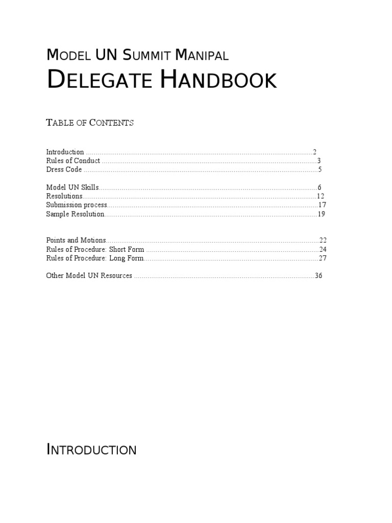 The Delegate Handbook | Download Free PDF | Committee | United Nations