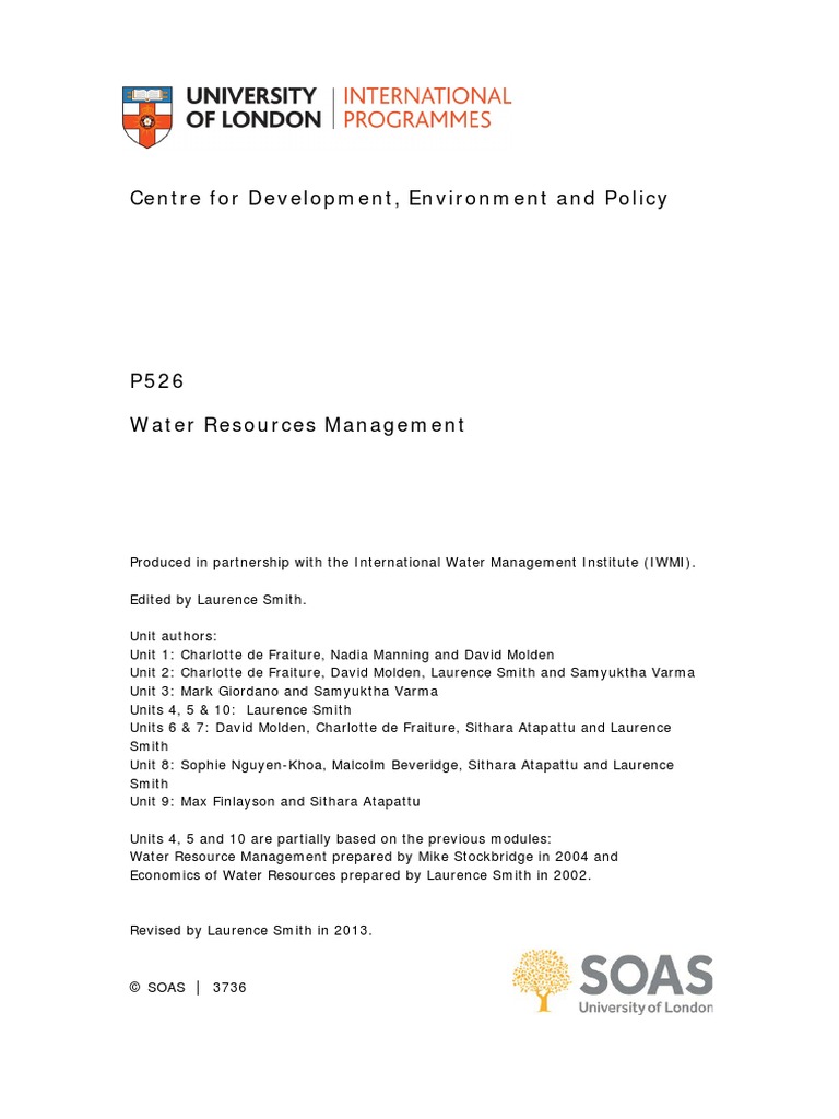 Water Resource Management PDF | PDF | Water Resources | Water Resource ...