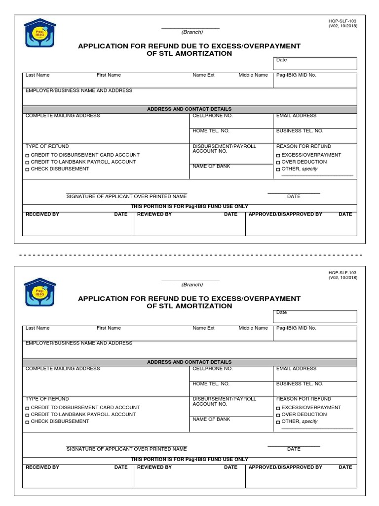 Pag-IBIG Refund Application Form | PDF | Payroll | Payments