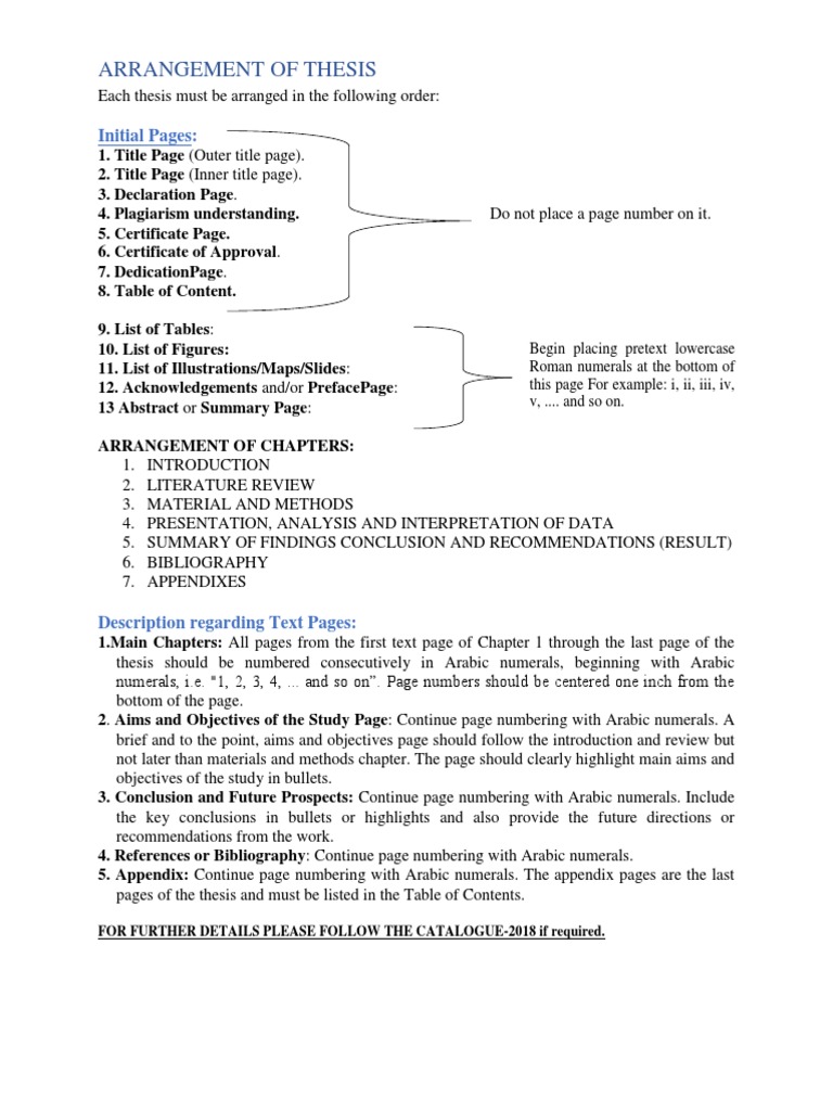 Thesis Arrangement Guidelines | PDF | Thesis | Doctor Of Philosophy