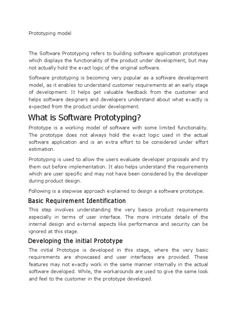 What Is Software Prototyping?: Basic Requirement Identification | PDF ...