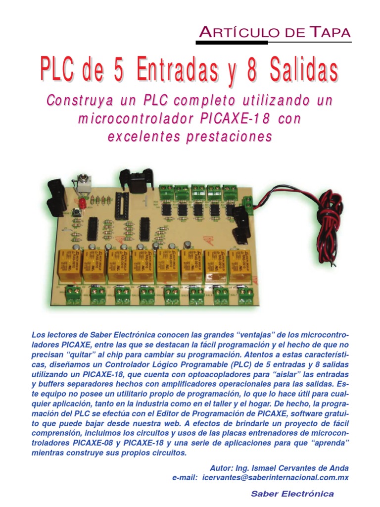 Construye un PLC con PICAXE-18 | PDF | Controlador lógico programable | Microcontrolador