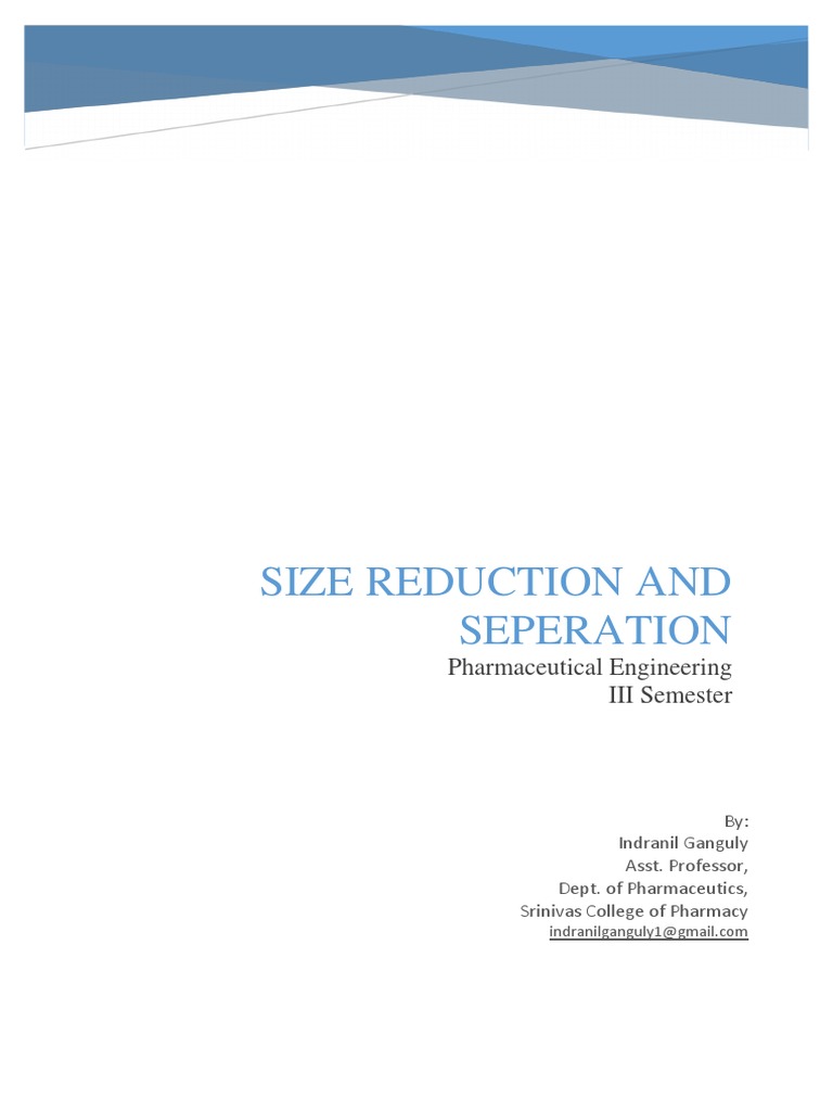 Size Reduction and Size Separation | PDF | Mill (Grinding) | Vacuum Cleaner