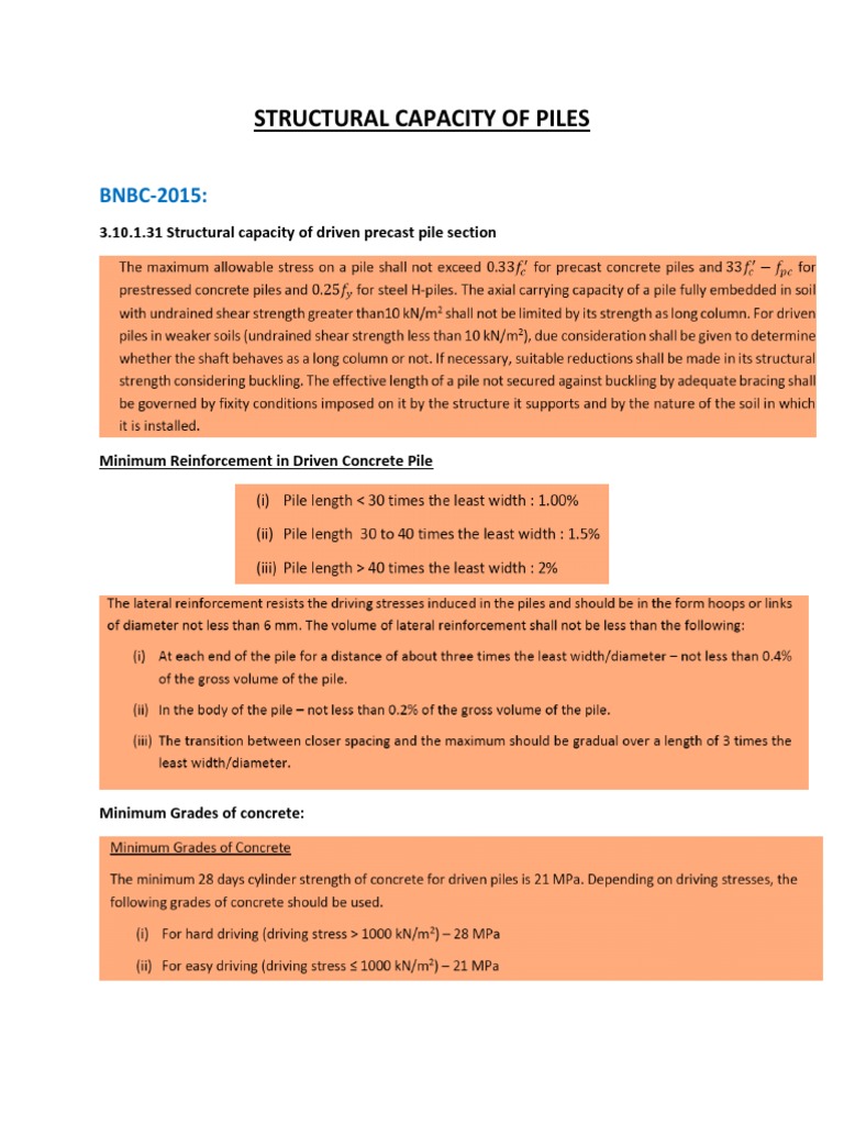 Structural Capacity of Piles | PDF