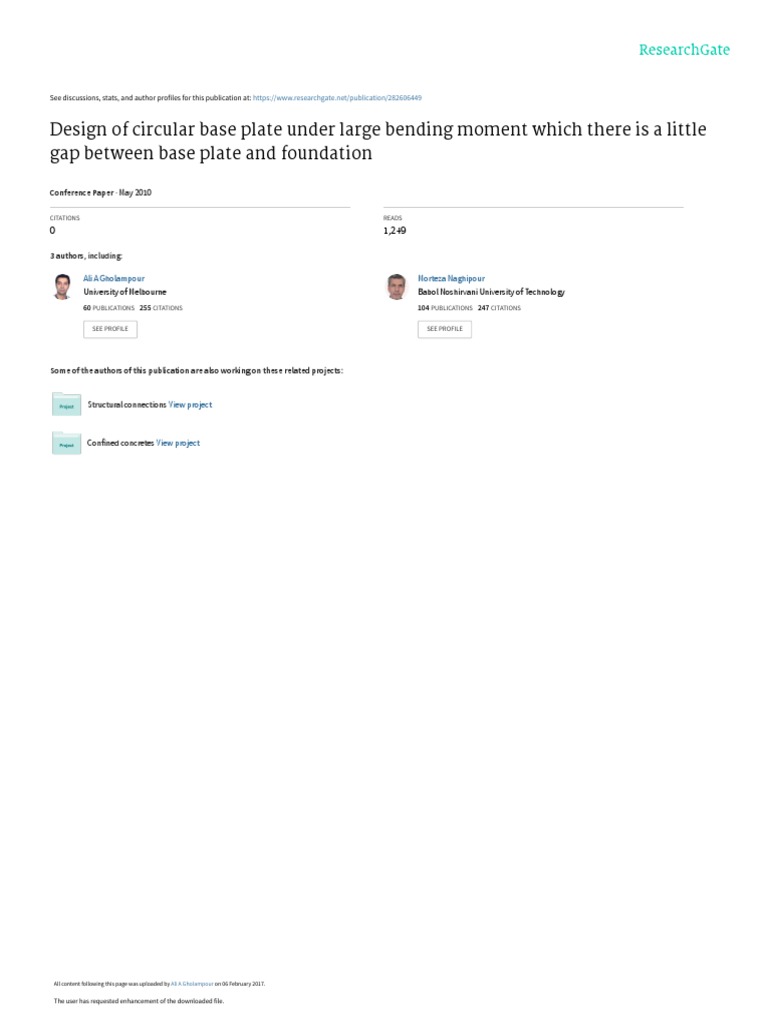 Design of Circular Base Plate Under Large Bending Moment Which | PDF ...
