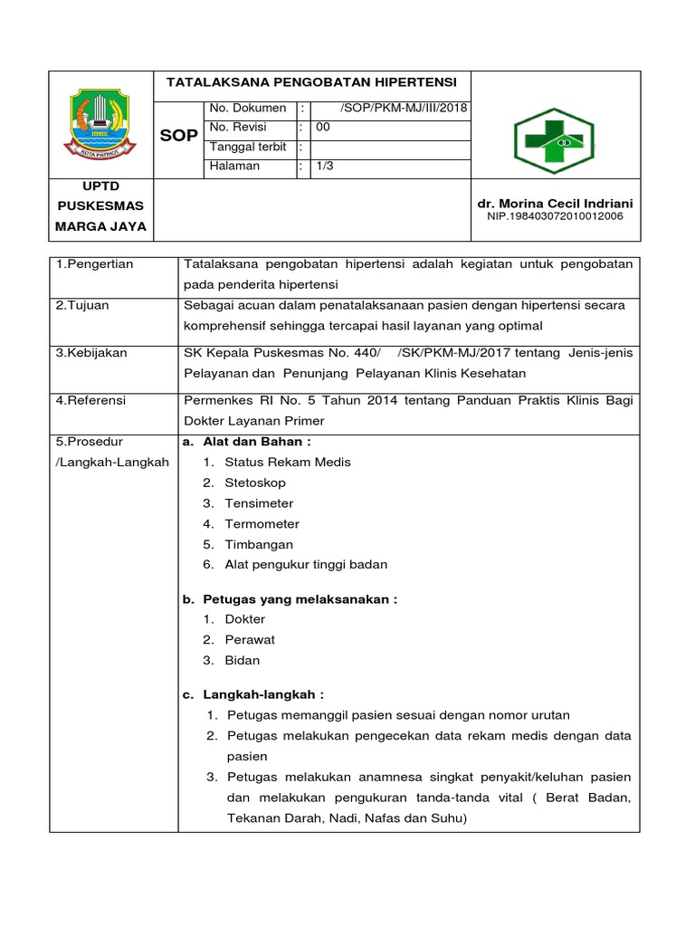 SOP Tatalaksana Pengobatan Hipertensi | PDF | Pengembangan Diri | Kesehatan Holistik