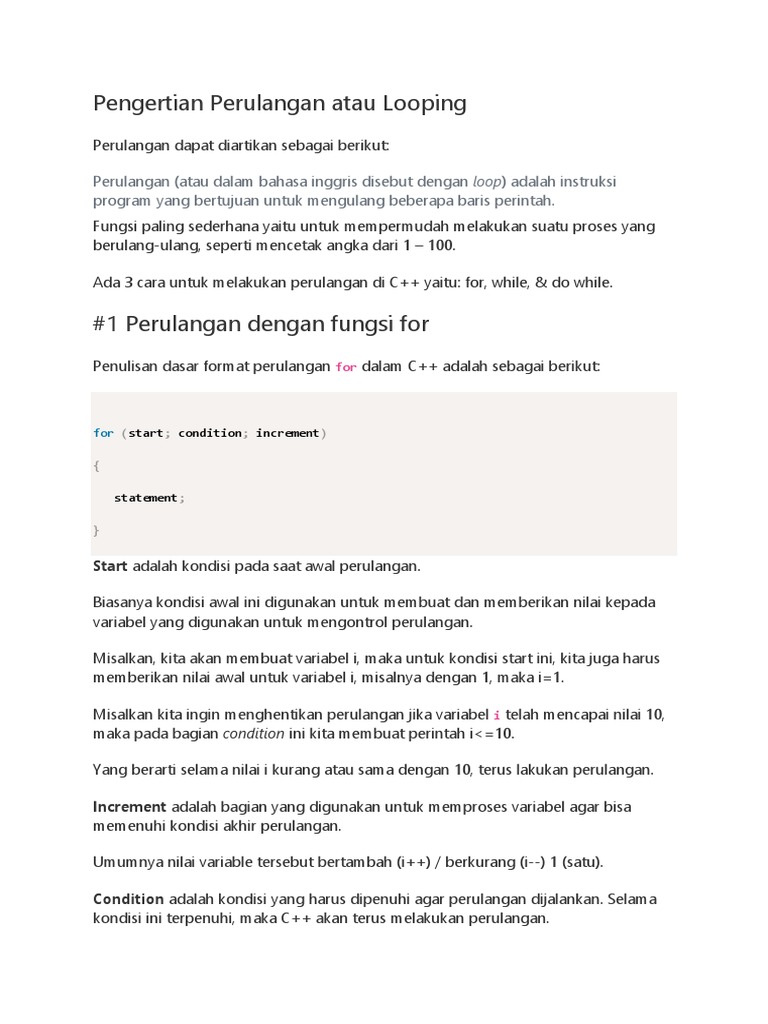 Pengertian Perulangan Atau Looping | PDF