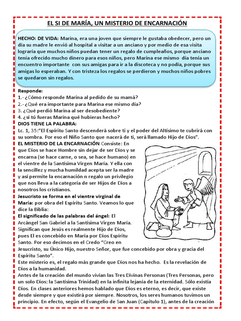 El Sí de María y la Encarnación | PDF | Trinidad | María, madre de Jesús