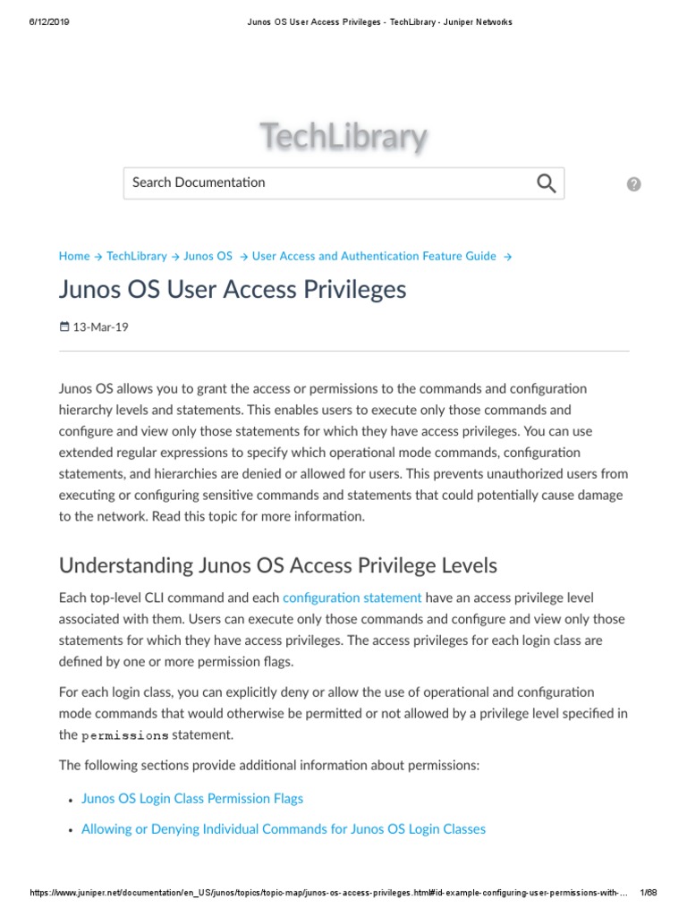 Junos OS User Access Privileges - TechLibrary - Juniper Networks PDF | PDF | Regular Expression ...