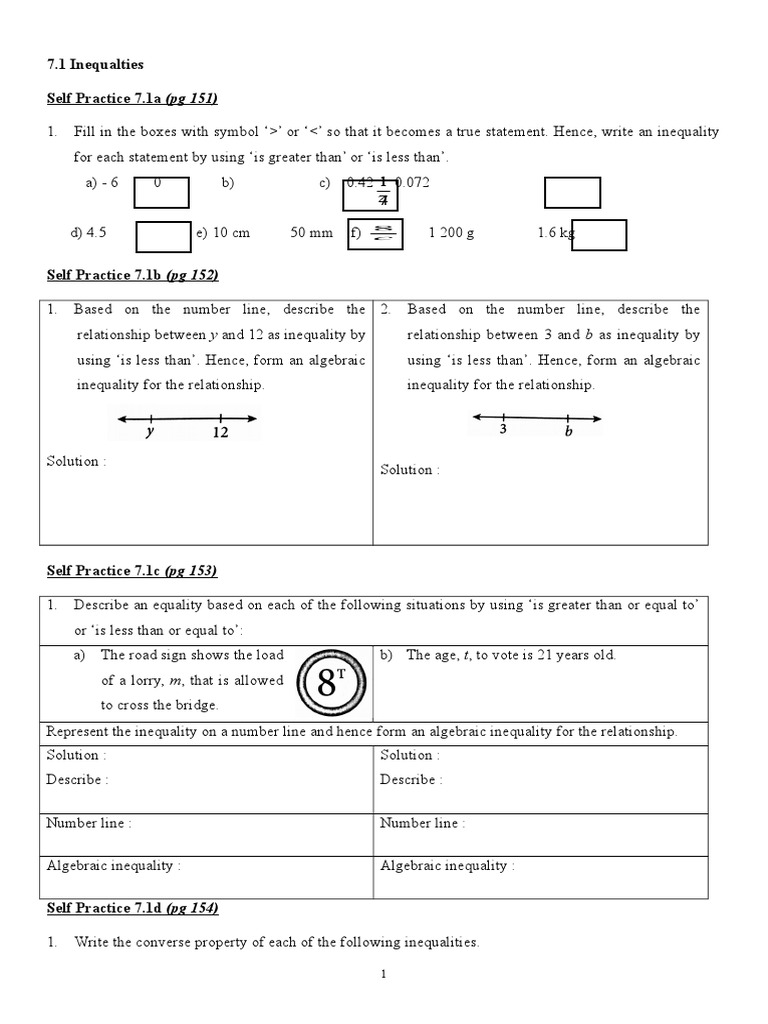 Chapter 7 Linear Inequalities | PDF | Inequality (Mathematics ...