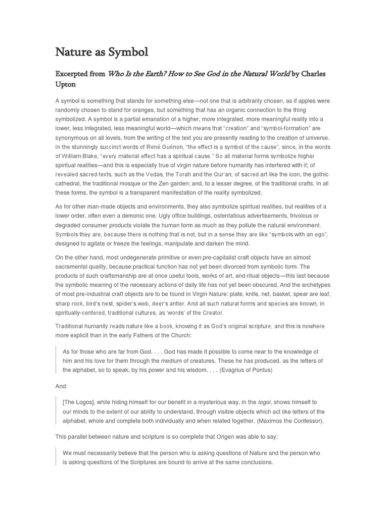 Nature As Symbol: Excerpted From Who Is The Earth? How To See God in ...