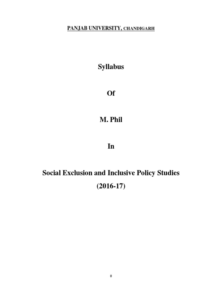 Syllabus: Panjab University | PDF | Social Exclusion | Social Science