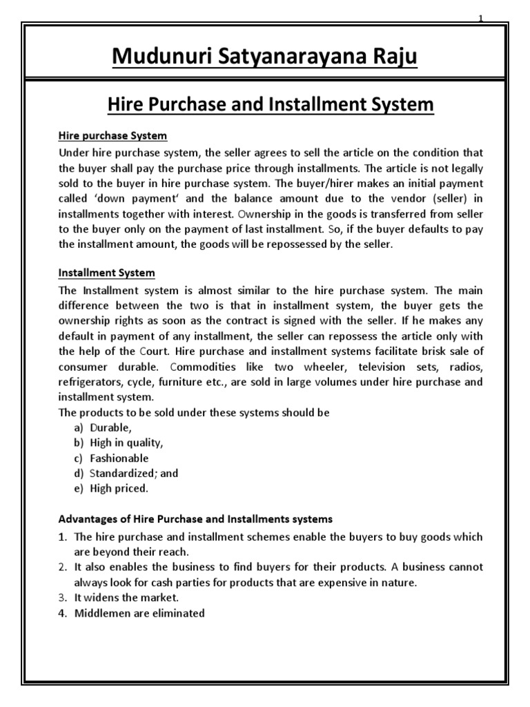 Understanding the Key Differences Between Hire Purchase and Installment ...