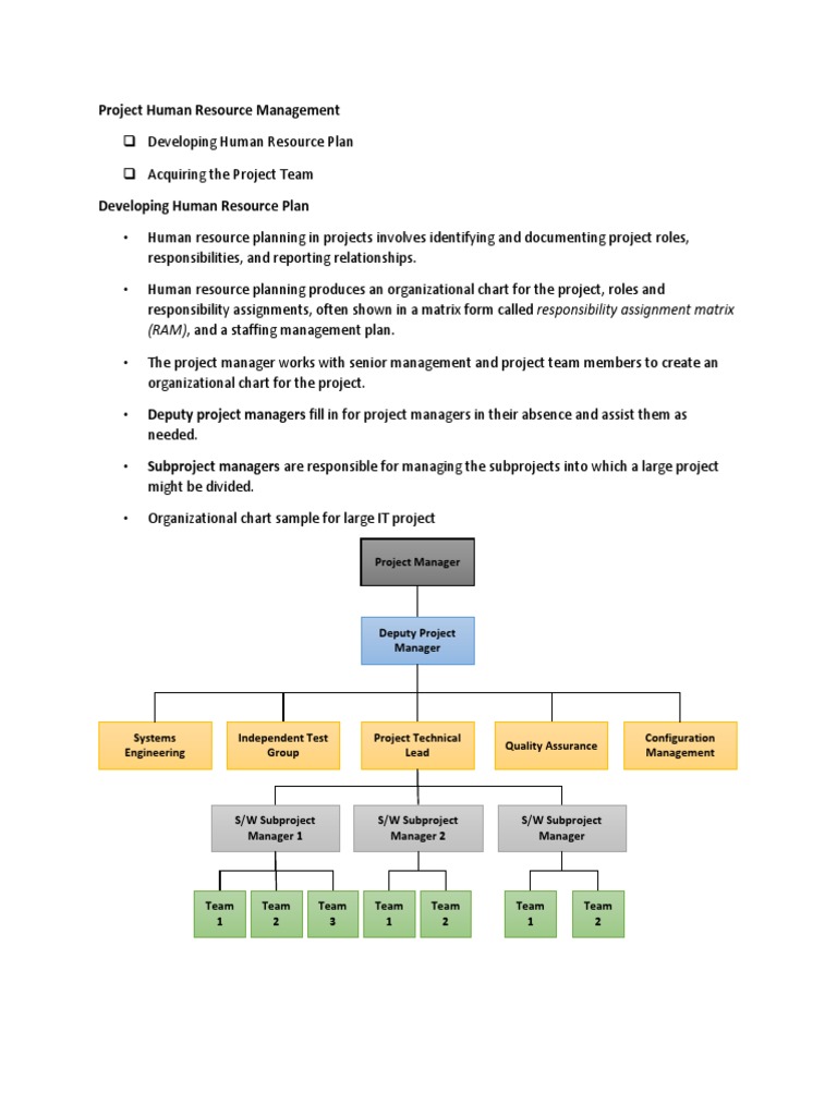 Project Human Resource Management: (RAM), and A Staffing Management ...