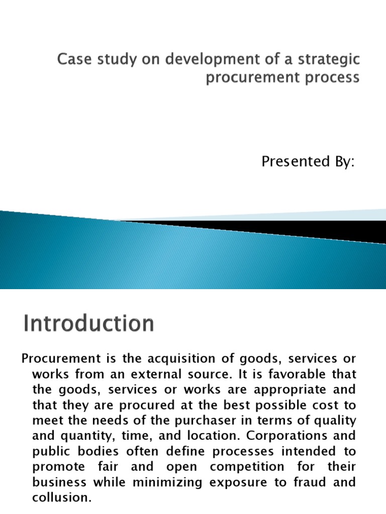 Case Study On Development of A Strategic Procurement Process | PDF ...