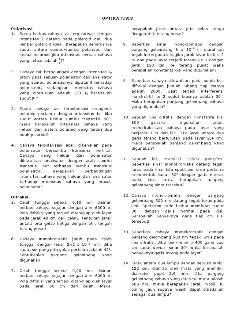 Soal Optika Fisis | PDF