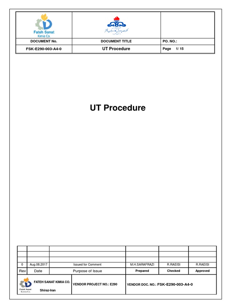 UT Procedure: FSK-E290-003-A4-0 | PDF | Nondestructive Testing | Welding