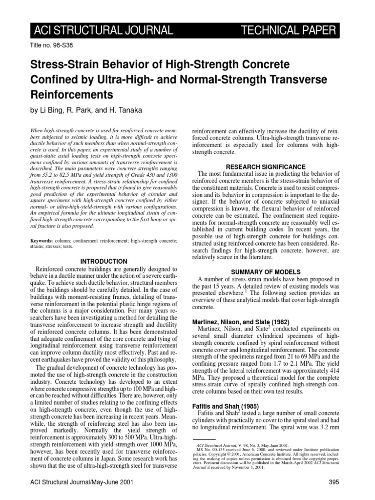 Stress-Strain Behavior of High-Strength Concrete Confined by Ultra-High ...