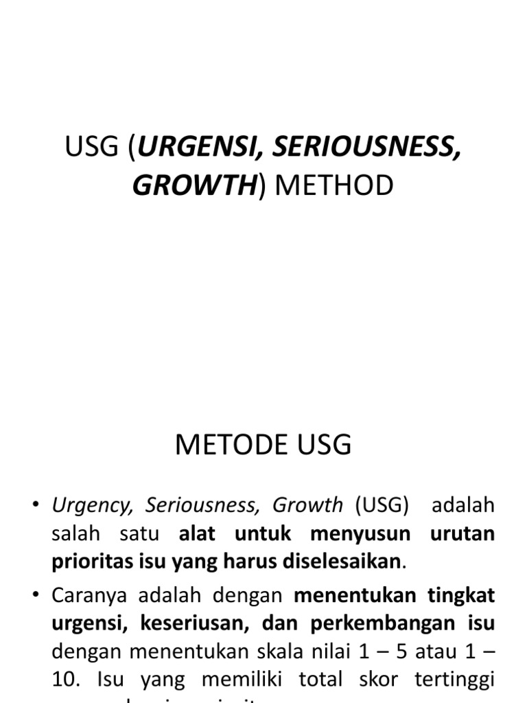 Metode Usg Urgensi Seriousness Growth | PDF