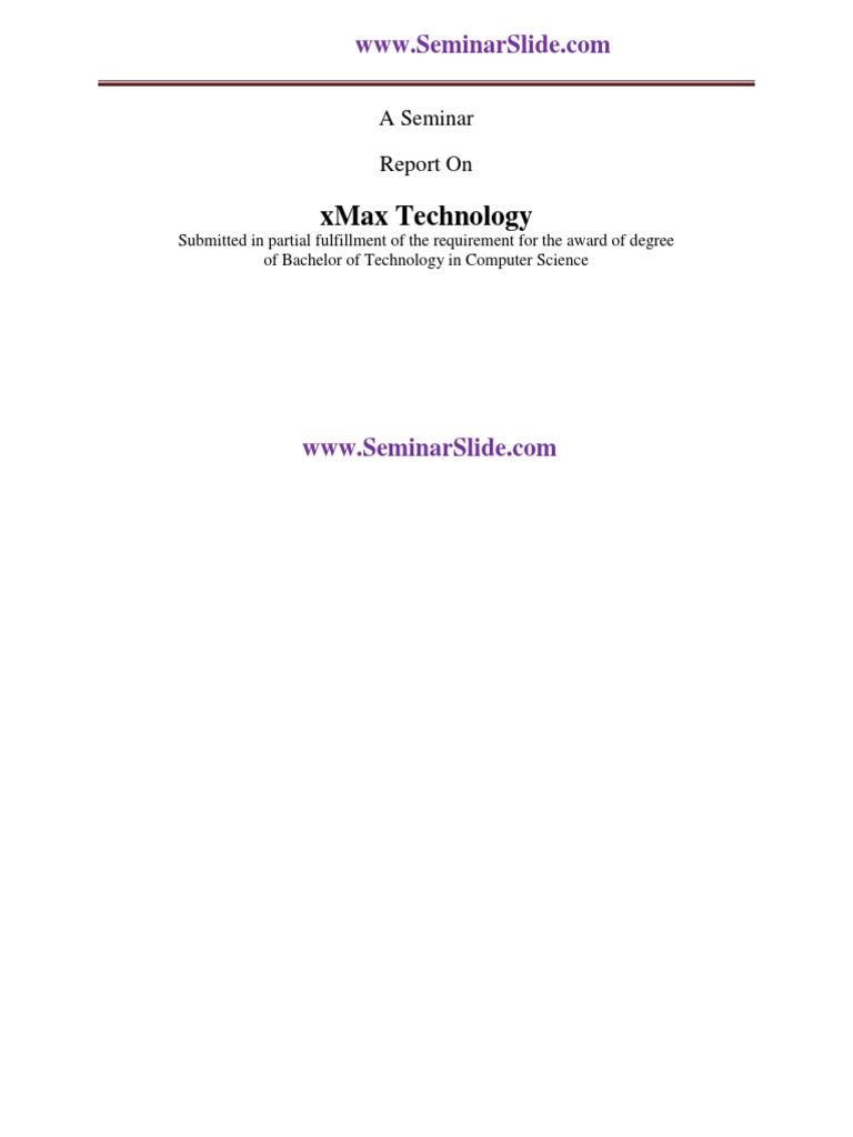 xMax Technology Seminar Report | PDF | Voice Over Ip | Wi Max