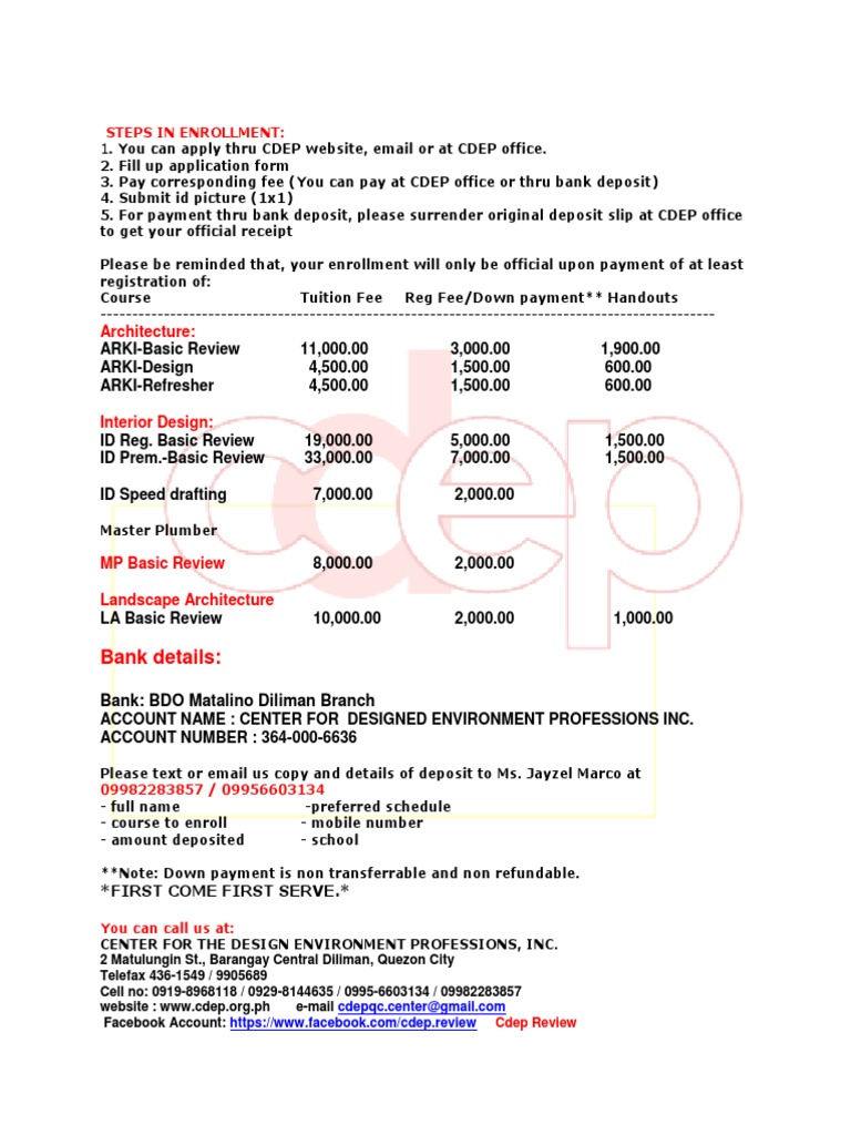CDEP Enrollment Steps and Fees Guide | PDF | Computers