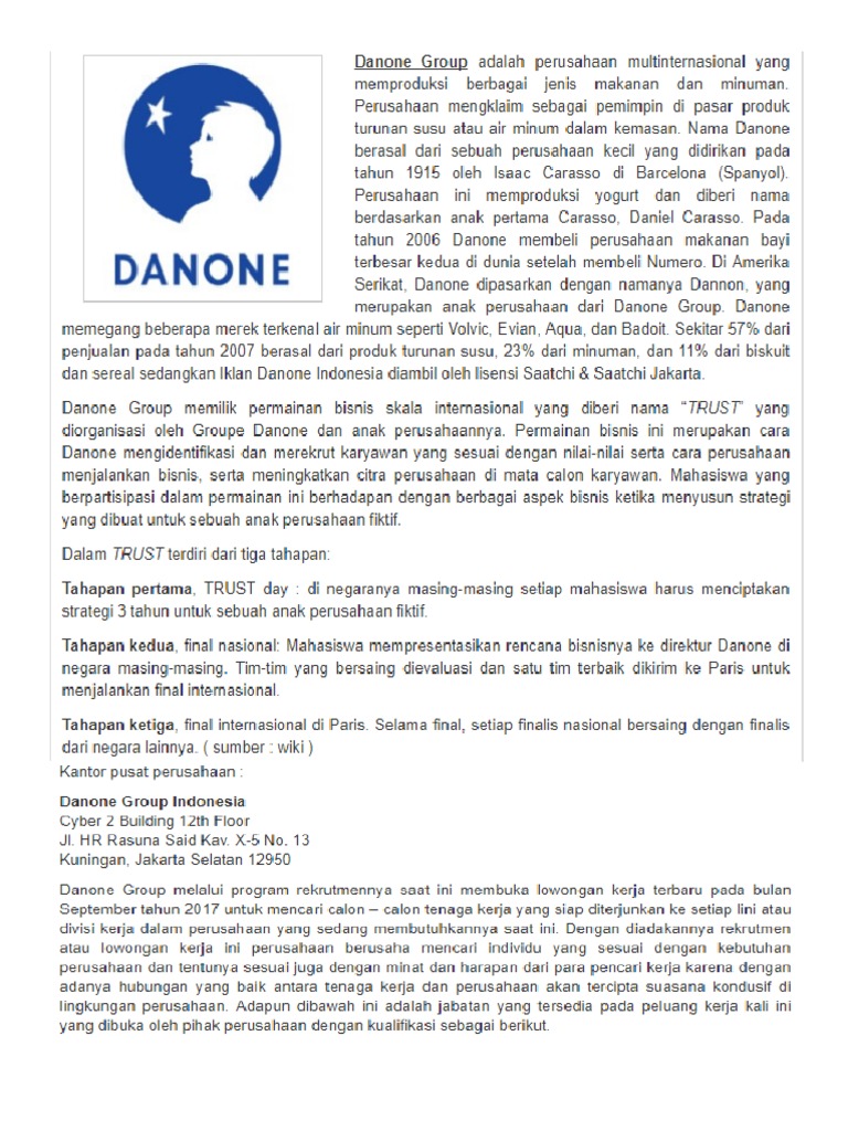 English Letter of Application Danone | PDF