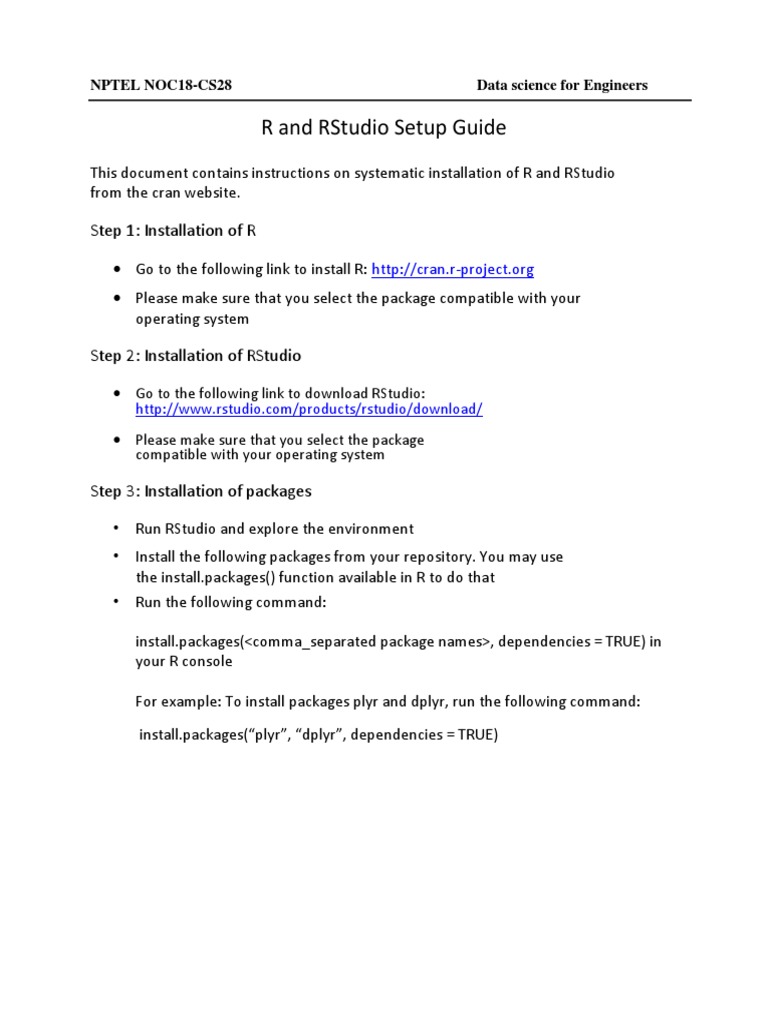 R and Rstudio Setup Guide: Step 1: Installation of R | Download Free ...