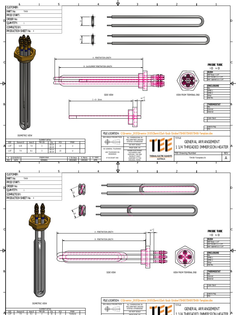 Immersion Heater Drawing | PDF | Manufactured Goods | Equipment