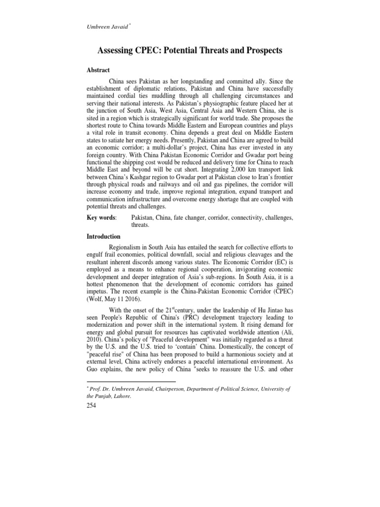 CPEC: Analyzing Threats and Opportunities | PDF | Pakistan | China
