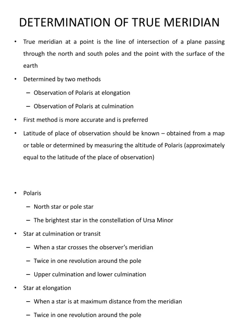 Determination of True Meridian | PDF | Azimuth | Surveying