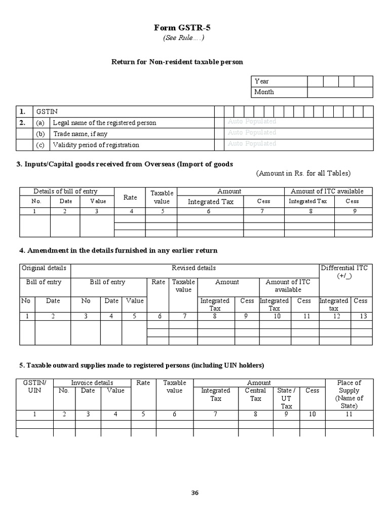 GSTR-5 Form | PDF | Invoice | Debits And Credits