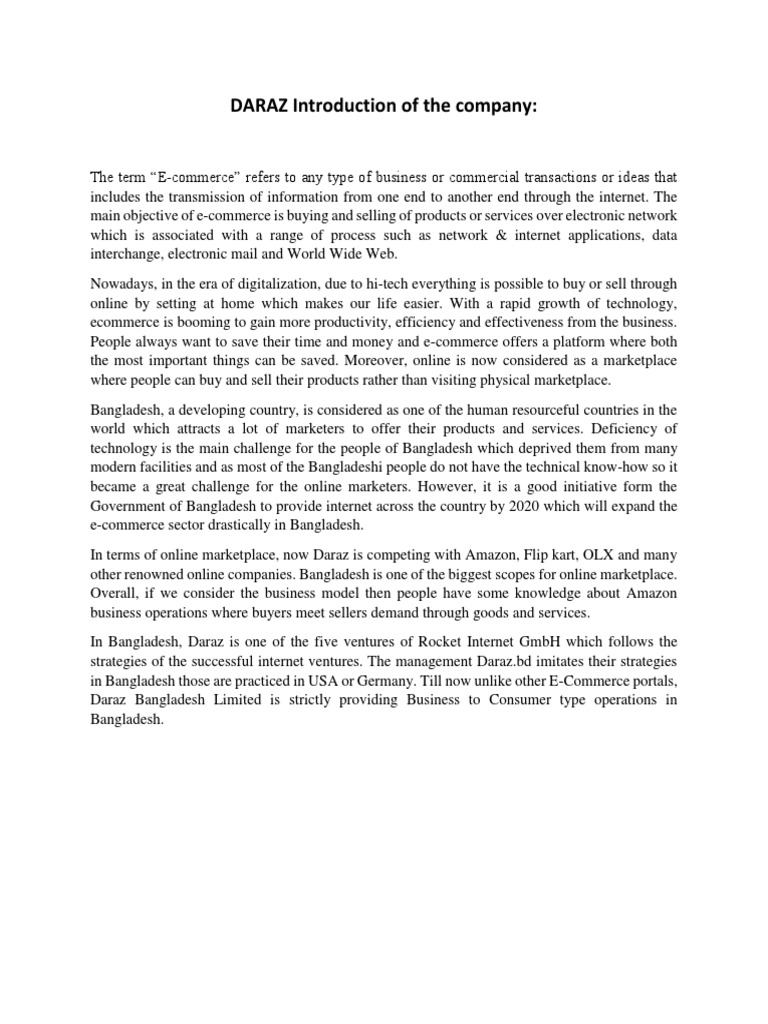 DARAZ Introduction of The Company | PDF