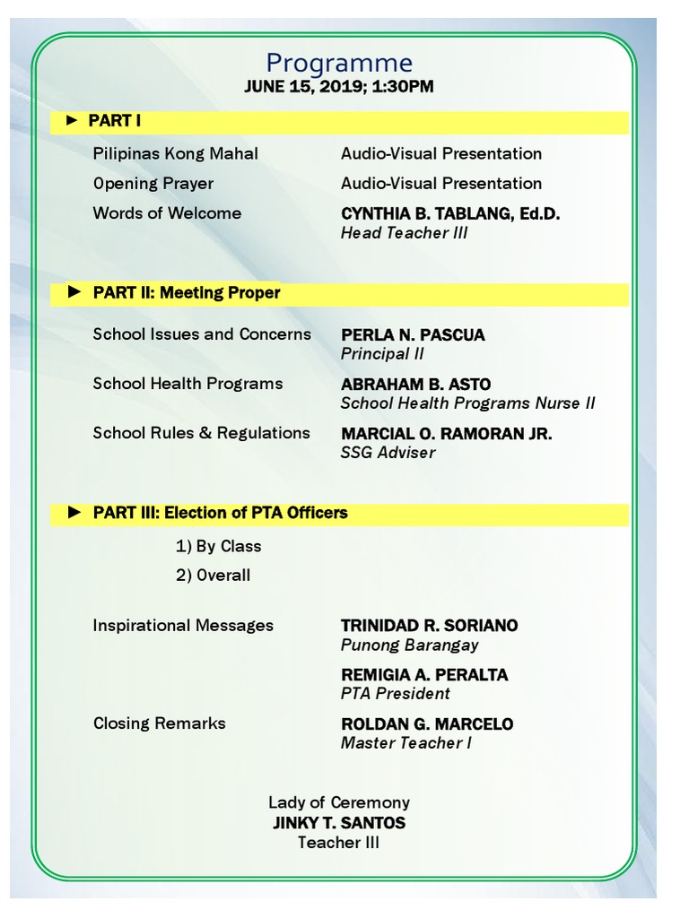 Gen Assembly Meeting PRogramme Invitation | PDF | Behavior Modification ...