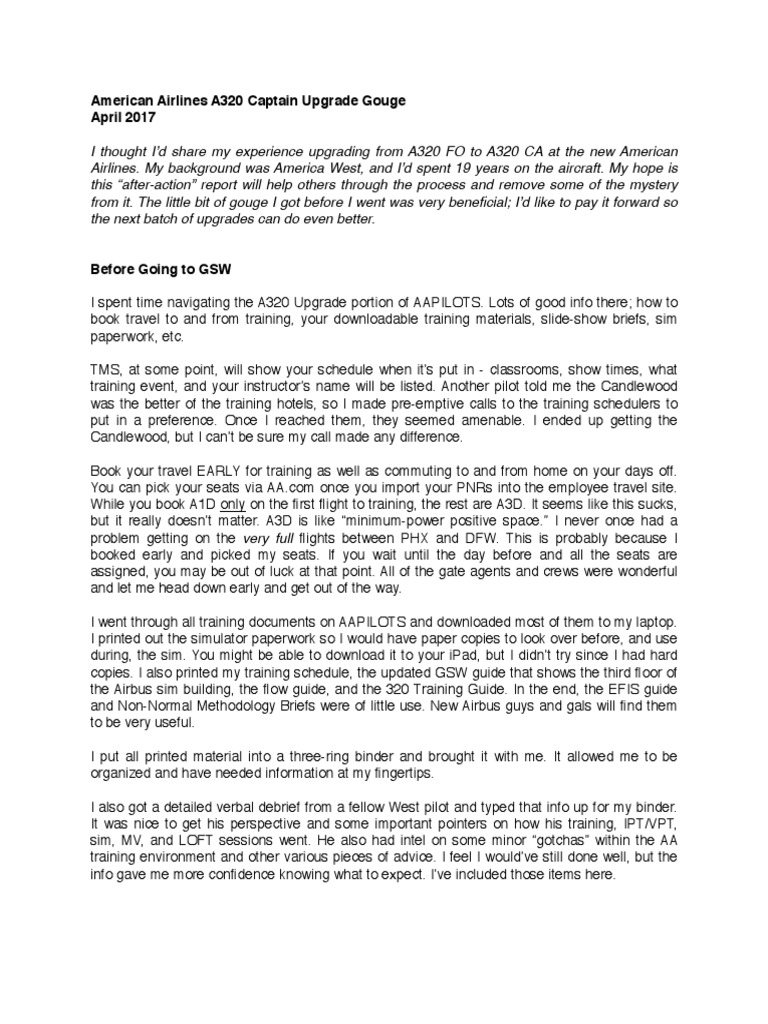 AA 320 Upgrade Gouge | PDF | Airport | Aviation