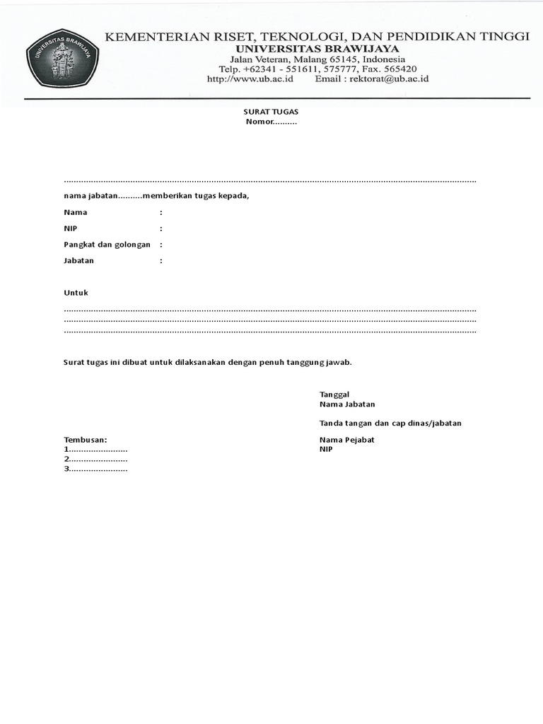 Penulisan Surat Tugas dan U.B. | PDF