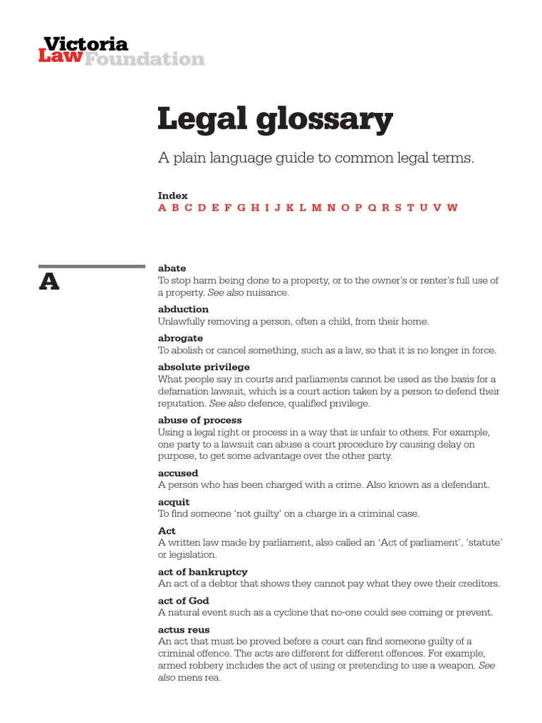 Legal Glossary PDF | PDF | Costs In English Law | Bail