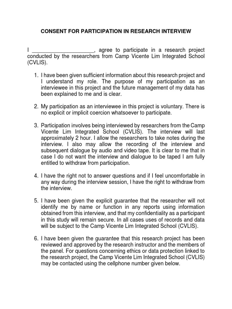 Sample of Informed Consent | PDF | Consent | Interview
