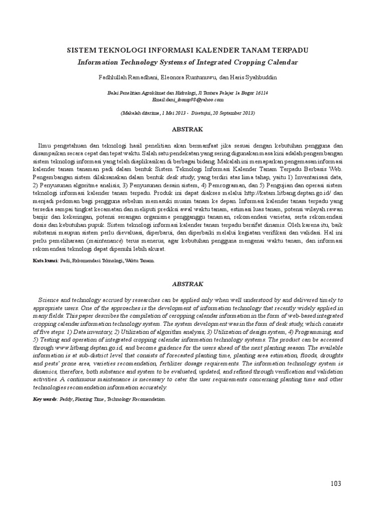 ID Sistem Teknologi Informasi Kalender Tanam Terpadu | PDF | Komputer