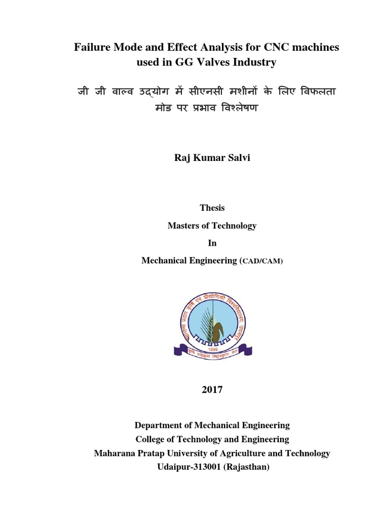 Failure Mode and Effect Analysis For CNC Machines PDF | PDF | Reliability Engineering | Data ...